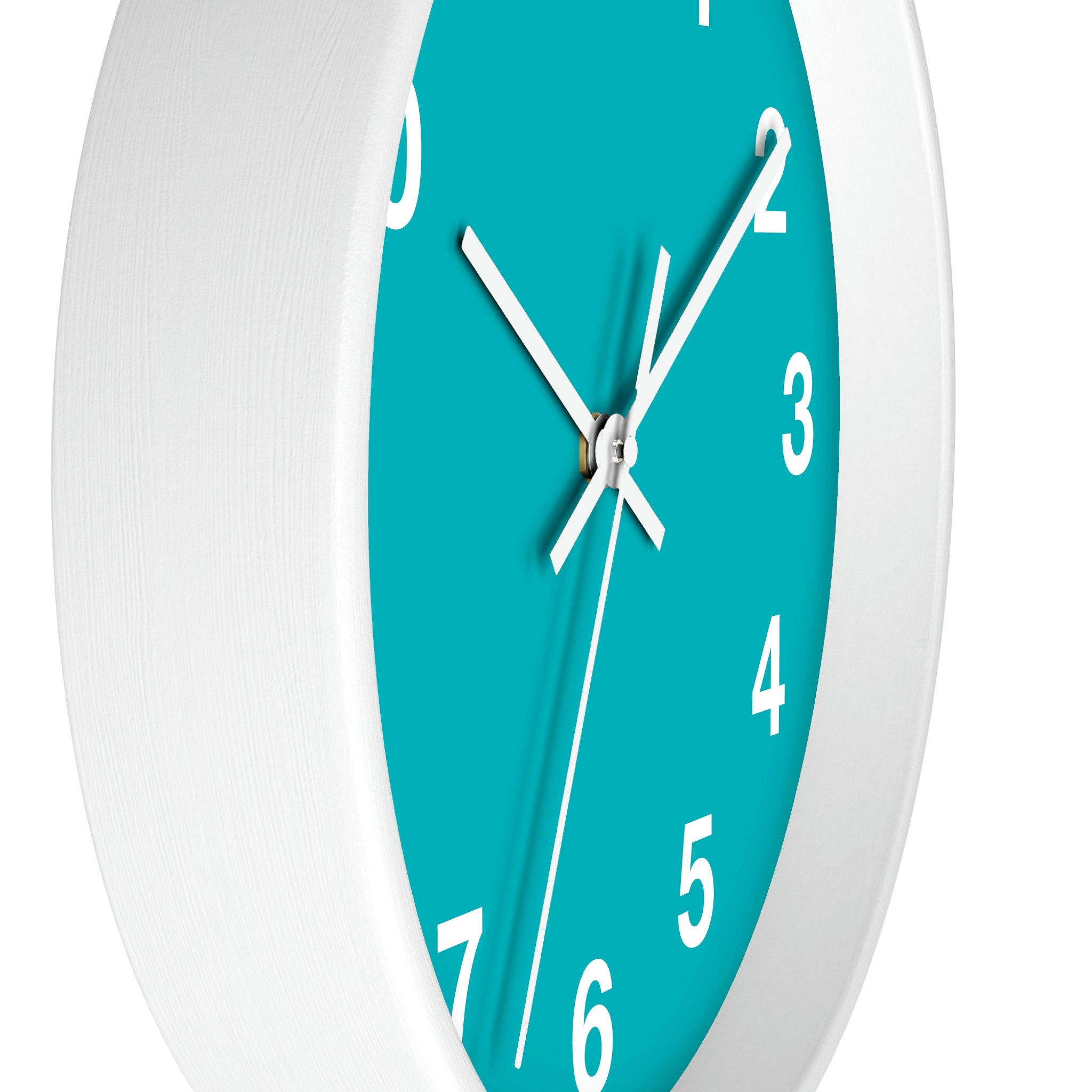 Teal Wall Clock With Numbers, Modern Simple Design Clock, Blue Teal ...