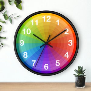 Color Wheel Wall Clock With Numbers, RGB Rainbow Modern Simple Design ...
