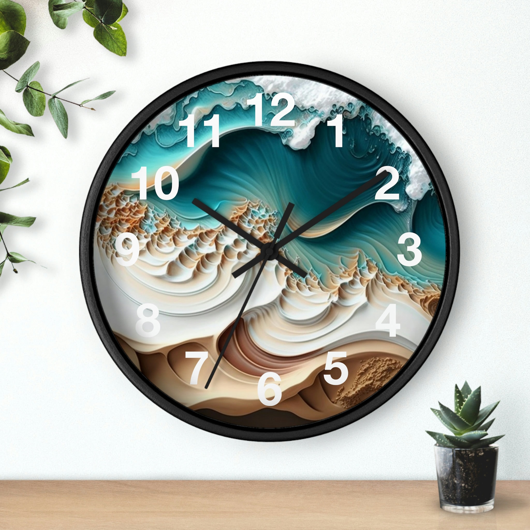 Beach Wall Clock With Numbers, Beach House Coastal Home Decor, Ocean ...