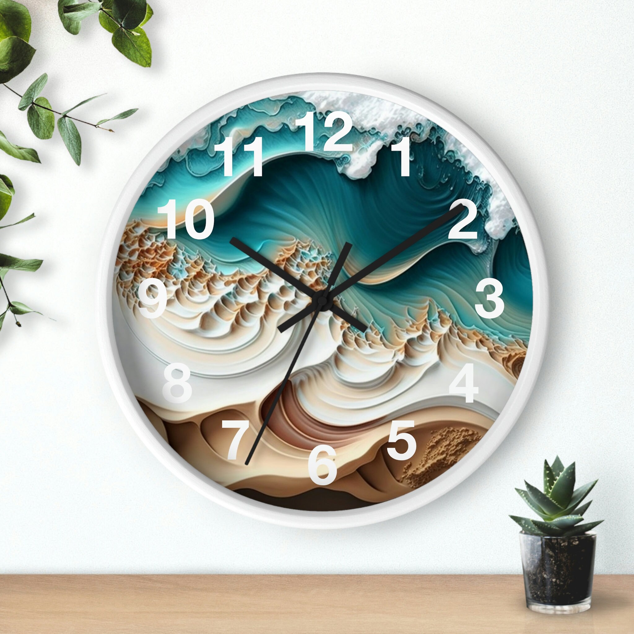 Beach Wall Clock With Numbers, Beach House Coastal Home Decor, Ocean ...