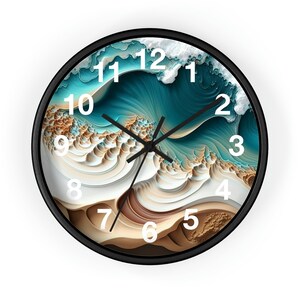 Beach Wall Clock With Numbers, Beach House Coastal Home Decor, Ocean ...