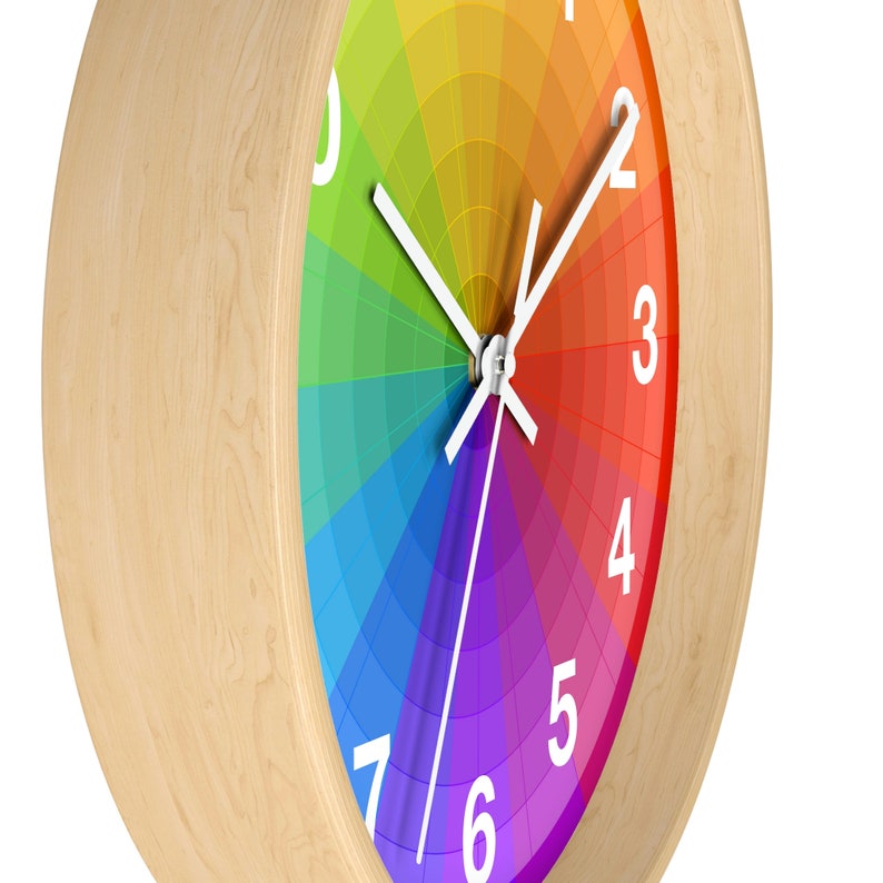 Color Wheel Wall Clock With Numbers, RGB Rainbow Modern Simple Design ...