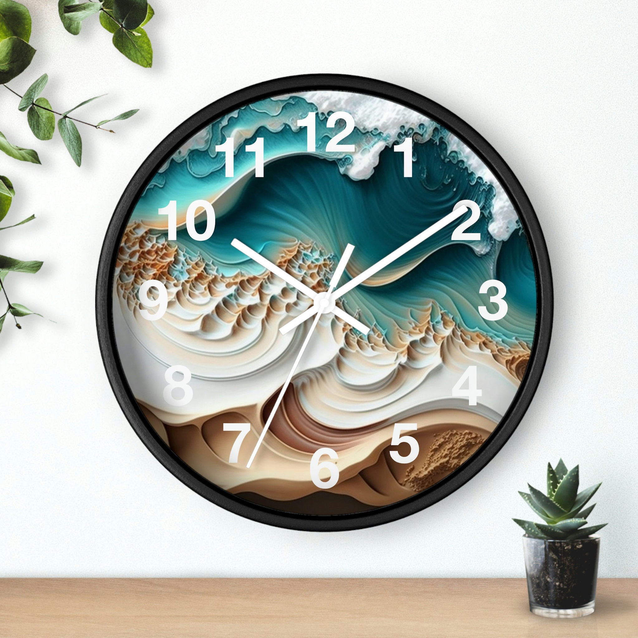 Beach Wall Clock With Numbers, Beach House Coastal Home Decor, Ocean ...