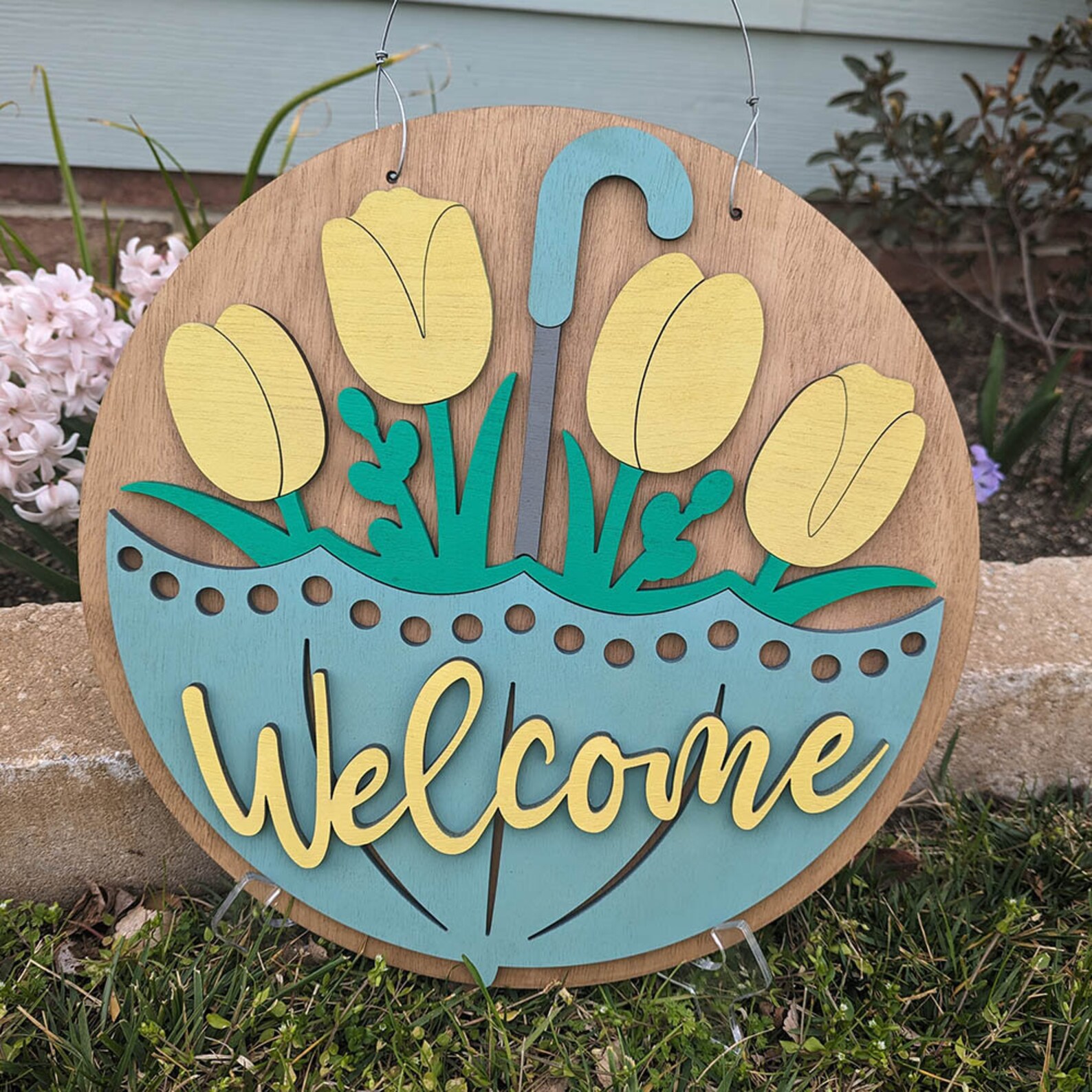 Welcome Tulip Door Hanger Spring Door Decorations - Etsy