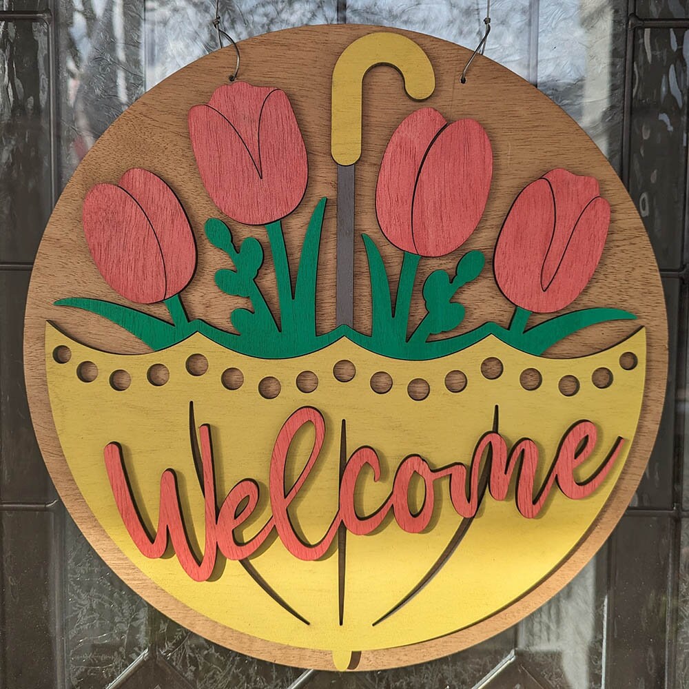 Welcome Tulip Door Hanger Spring Door Decorations - Etsy