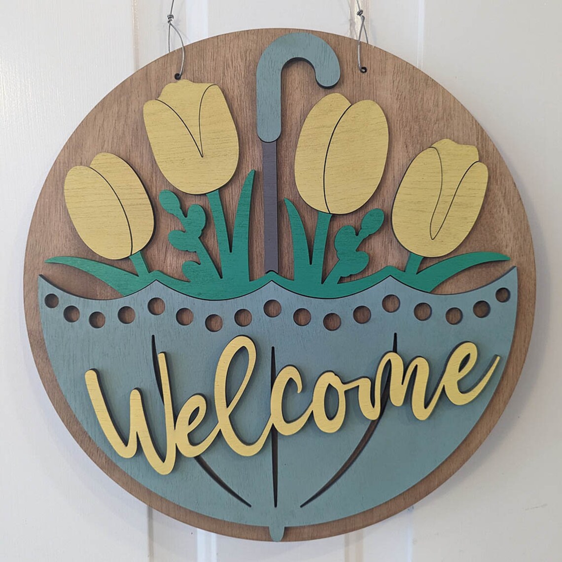Welcome Tulip Door Hanger Spring Door Decorations - Etsy