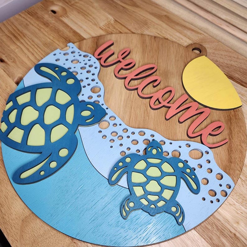 Turtle Beach Welcome Door Hanger | Coastal Home Decor - Etsy