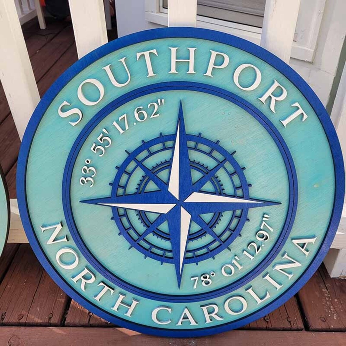 Coastal Beach Home Decor 18 Southport NC Compass Door Hanger - Etsy
