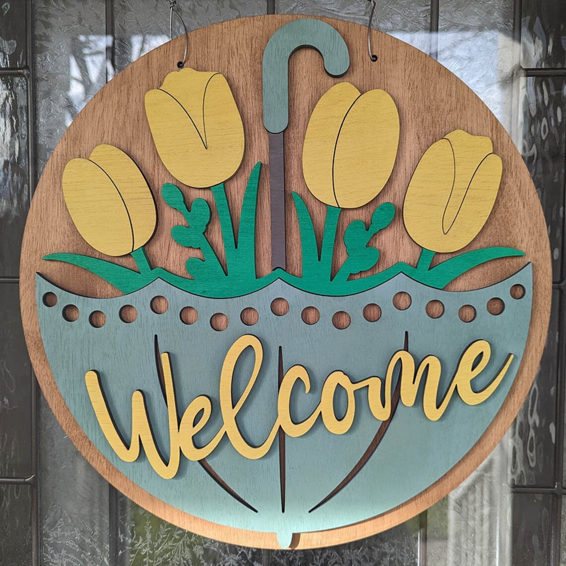 Welcome Tulip Door Hanger Spring Door Decorations - Etsy