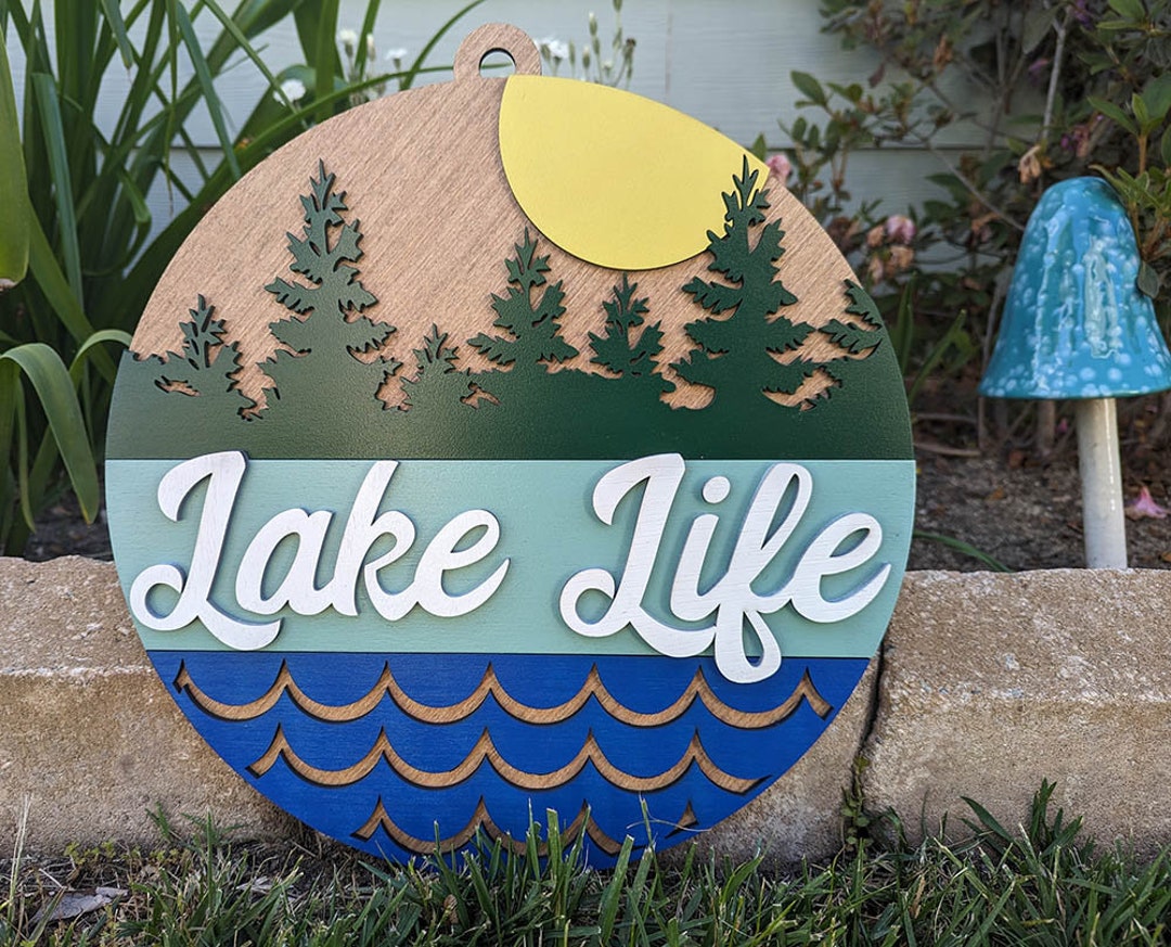 Lake Life Door Hanger | Lake Gift | Porch Sign - Etsy