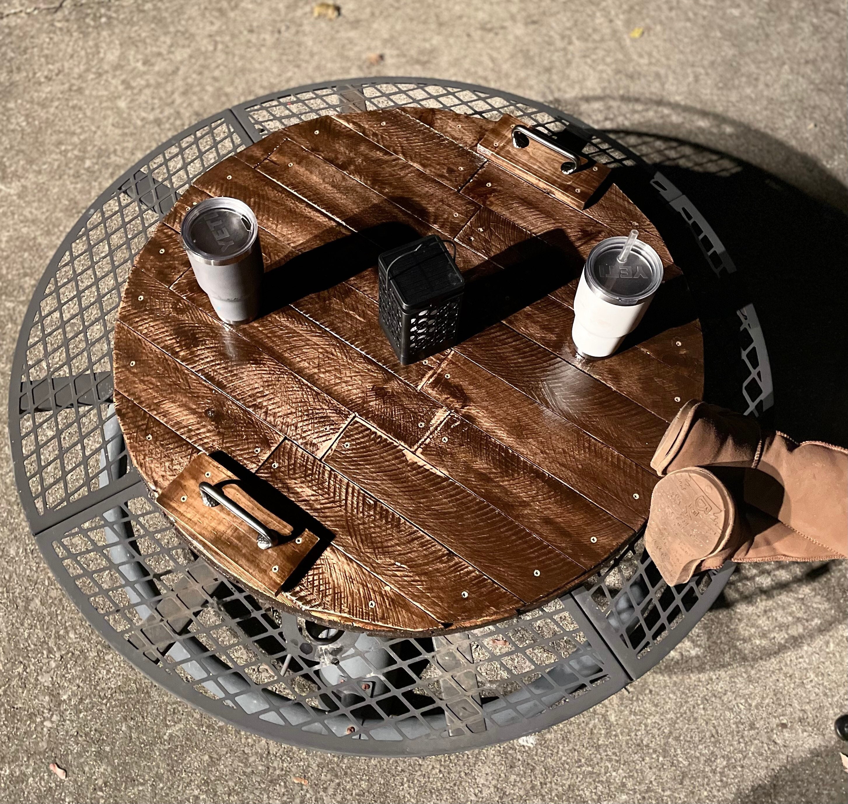 Outdoor Wood Dark Stained Fire Pit Table - Etsy