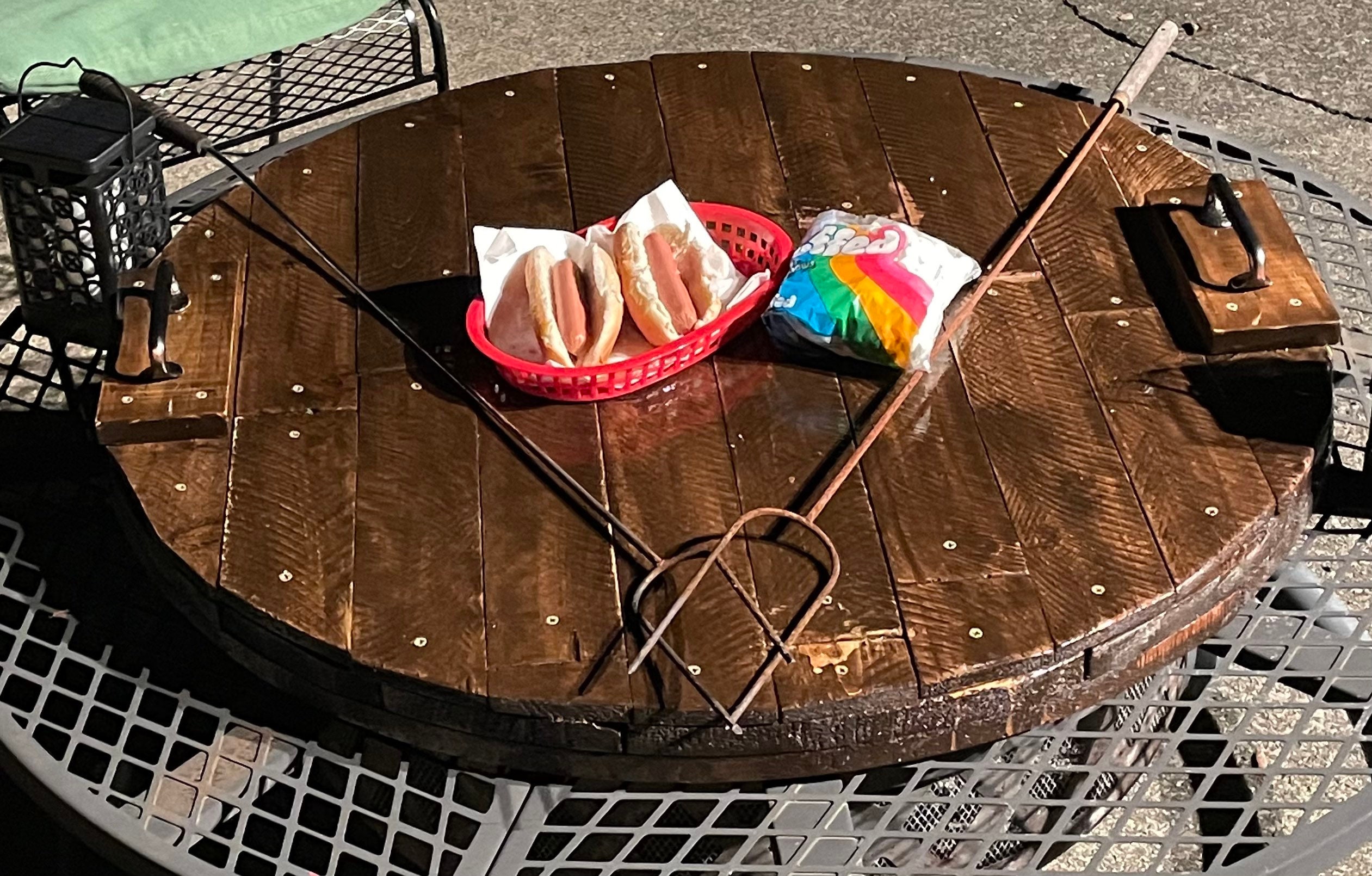 Outdoor Wood Dark Stained Fire Pit Table - Etsy