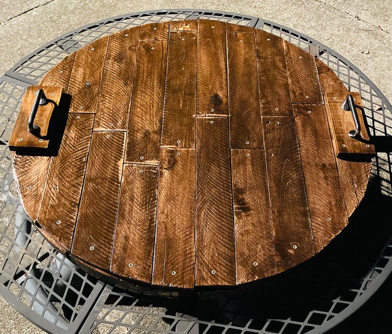 Outdoor Wood Dark Stained Fire Pit Table - Etsy