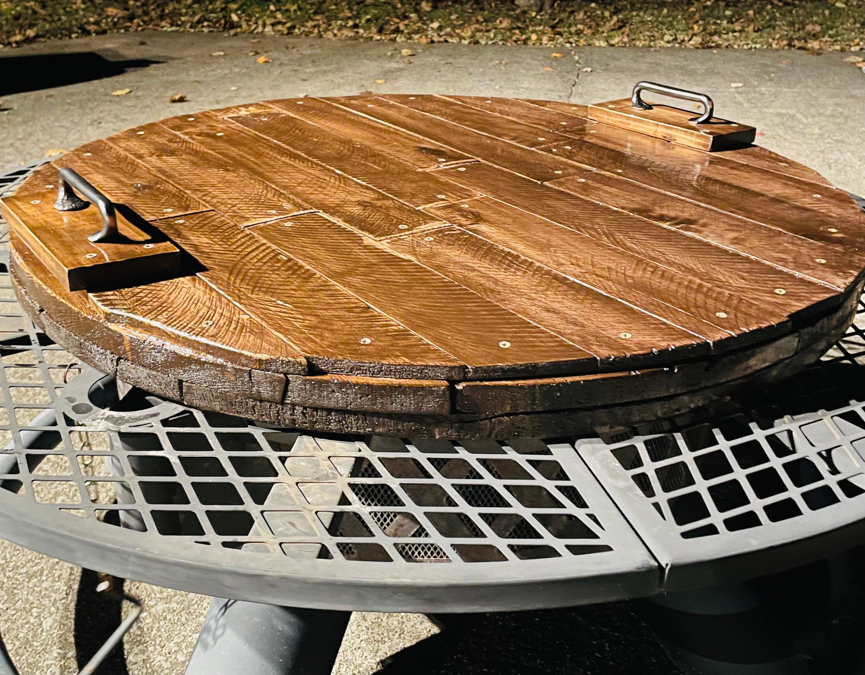 Outdoor Wood Dark Stained Fire Pit Table - Etsy