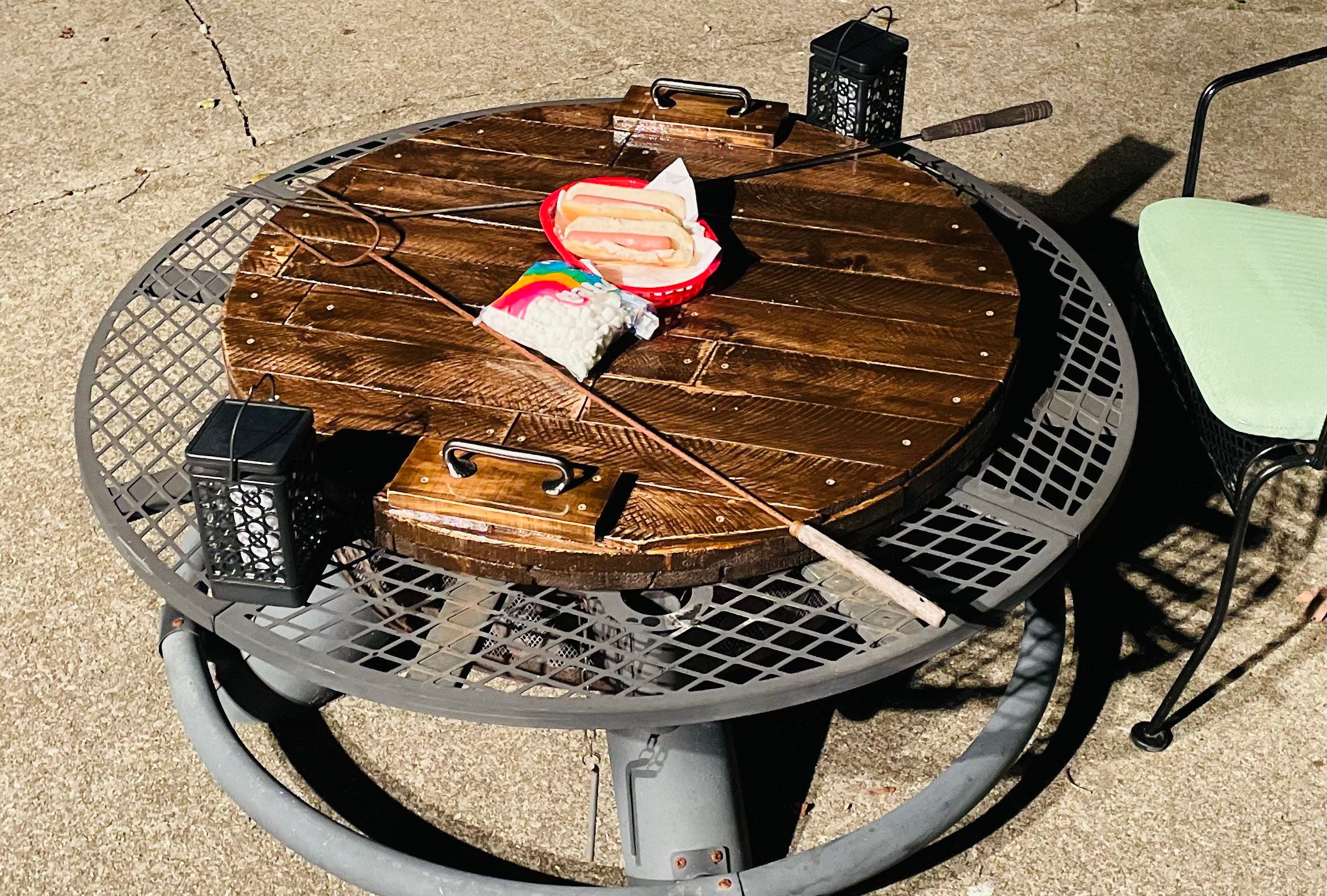 Outdoor Wood Dark Stained Fire Pit Table - Etsy