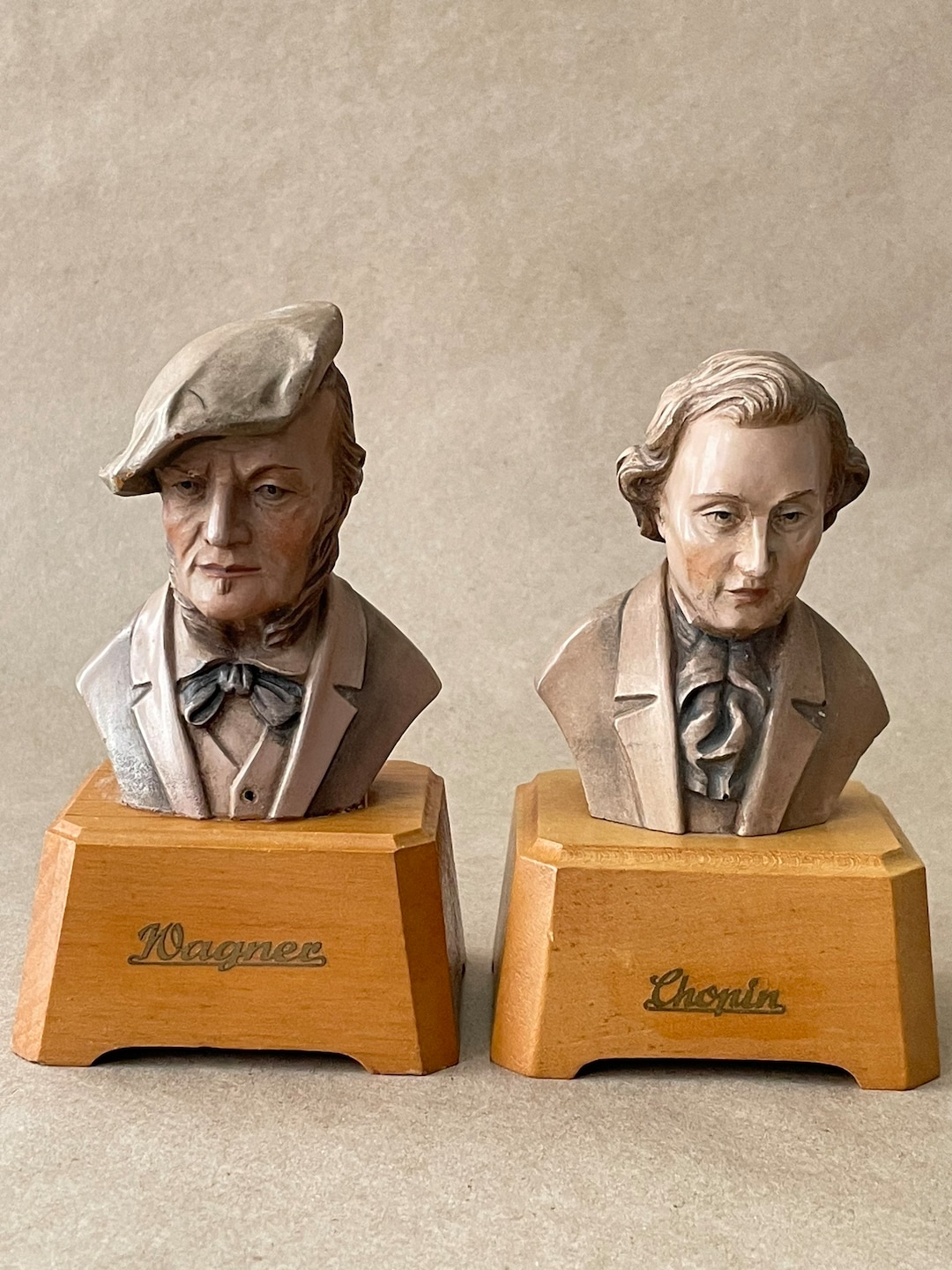 Vintage Pair of Composer Busts Chopin Wagner Made in Italy - Etsy