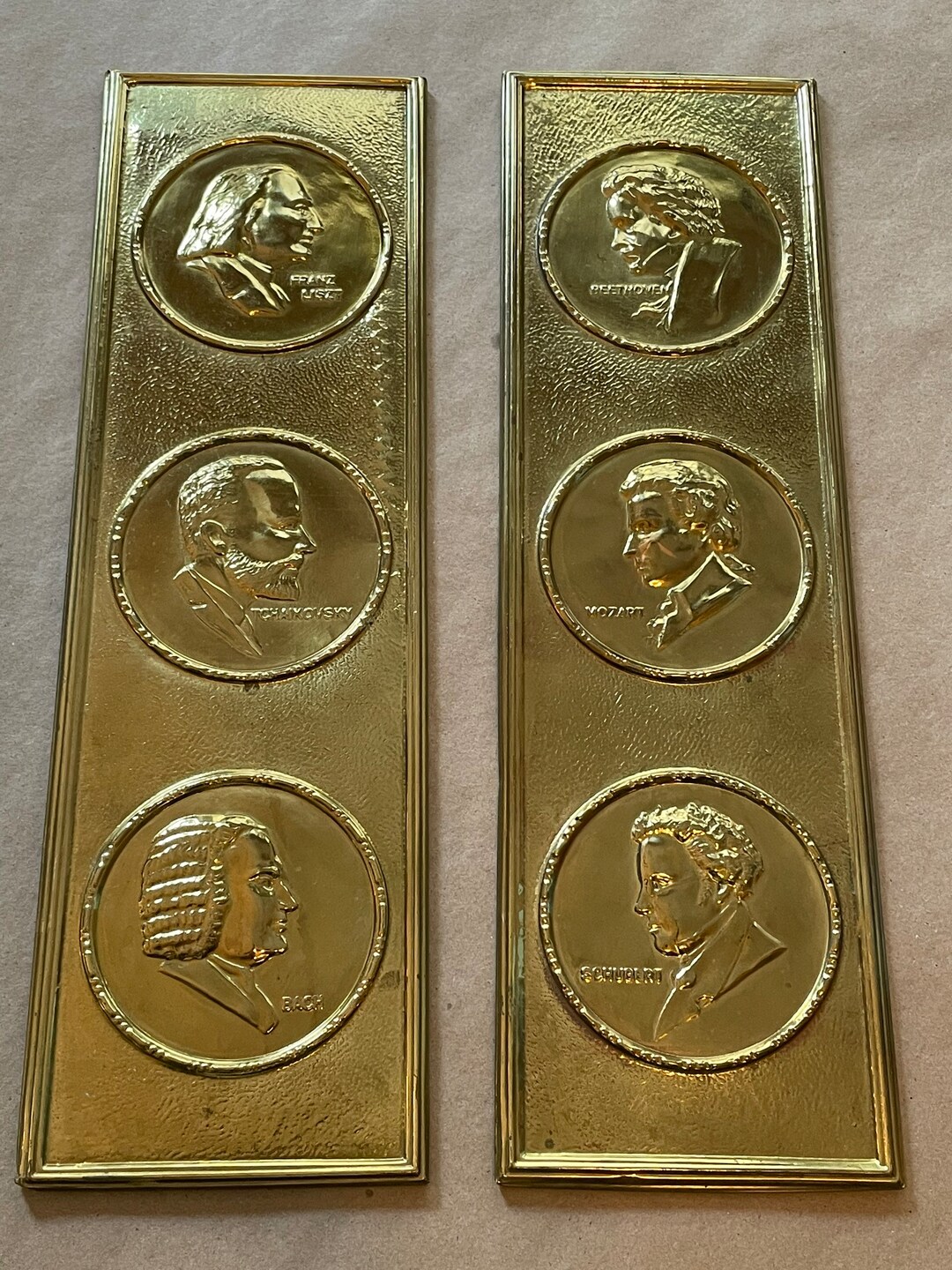 Vintage Pair of Brass Panels With Composers Made in England Wall ...