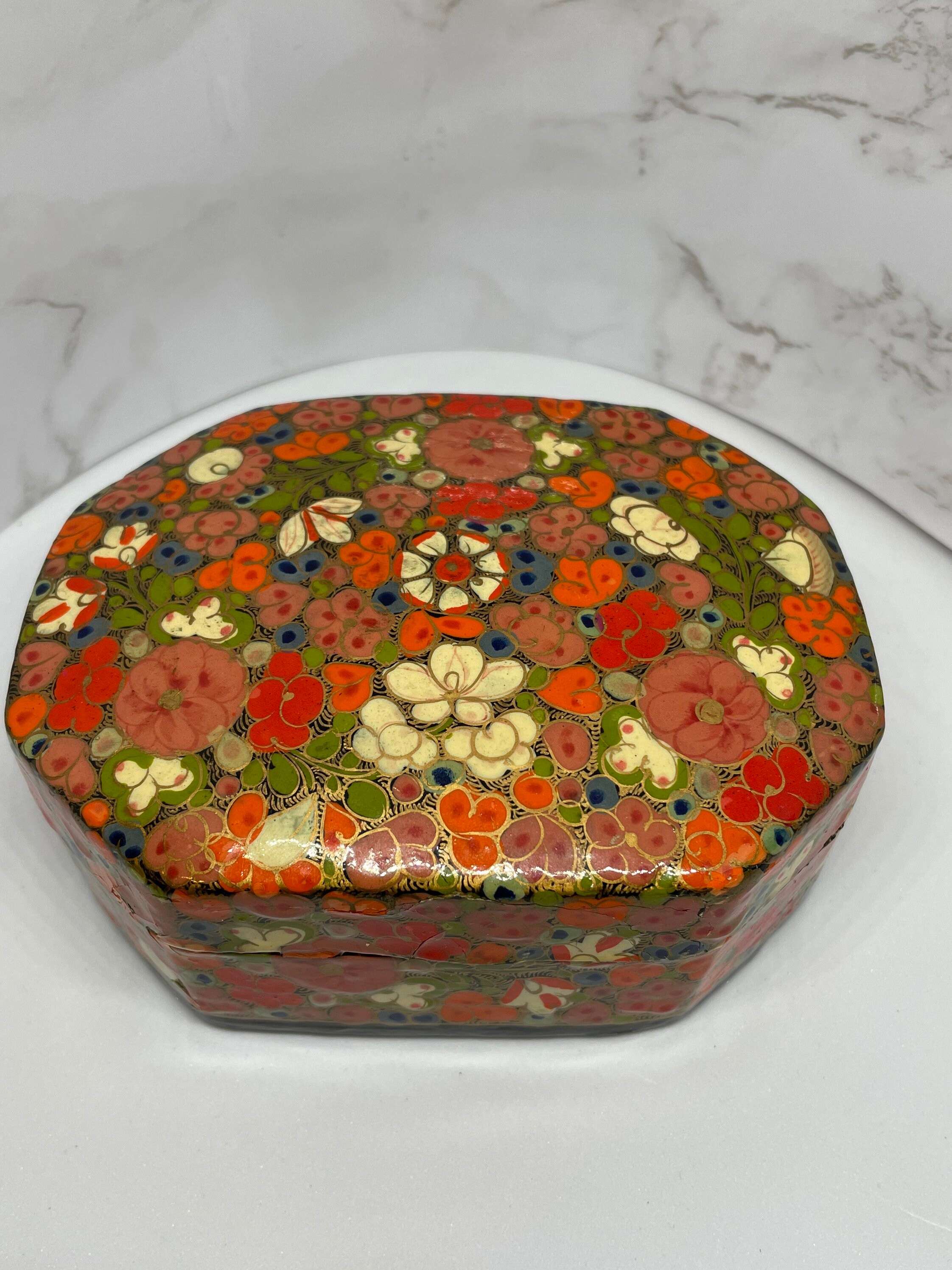 Vintage Kashmir Trinket Box Papier-mâché Made in India - Etsy