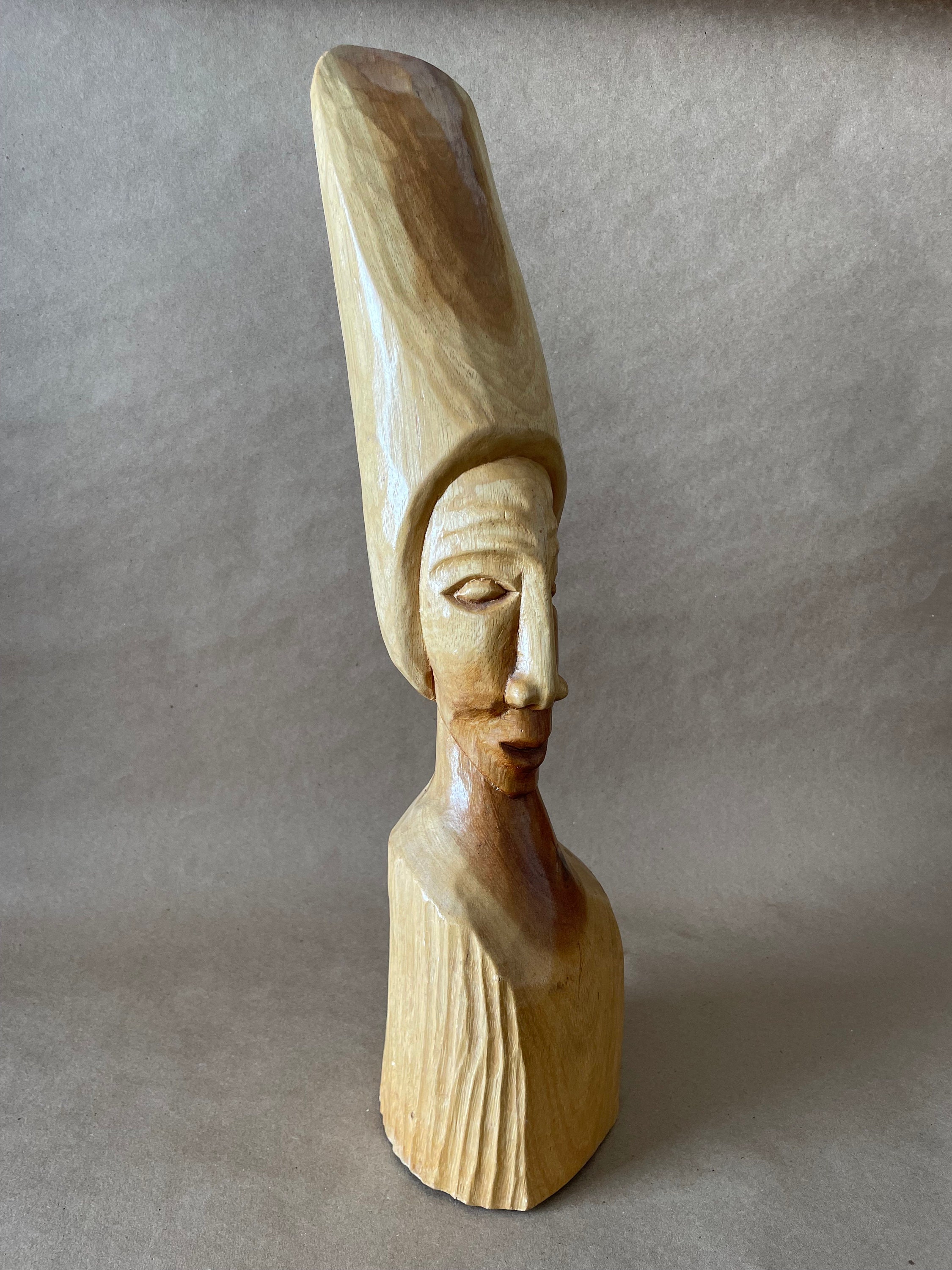 Vintage Large Wood Face Sculpture Carving - Etsy