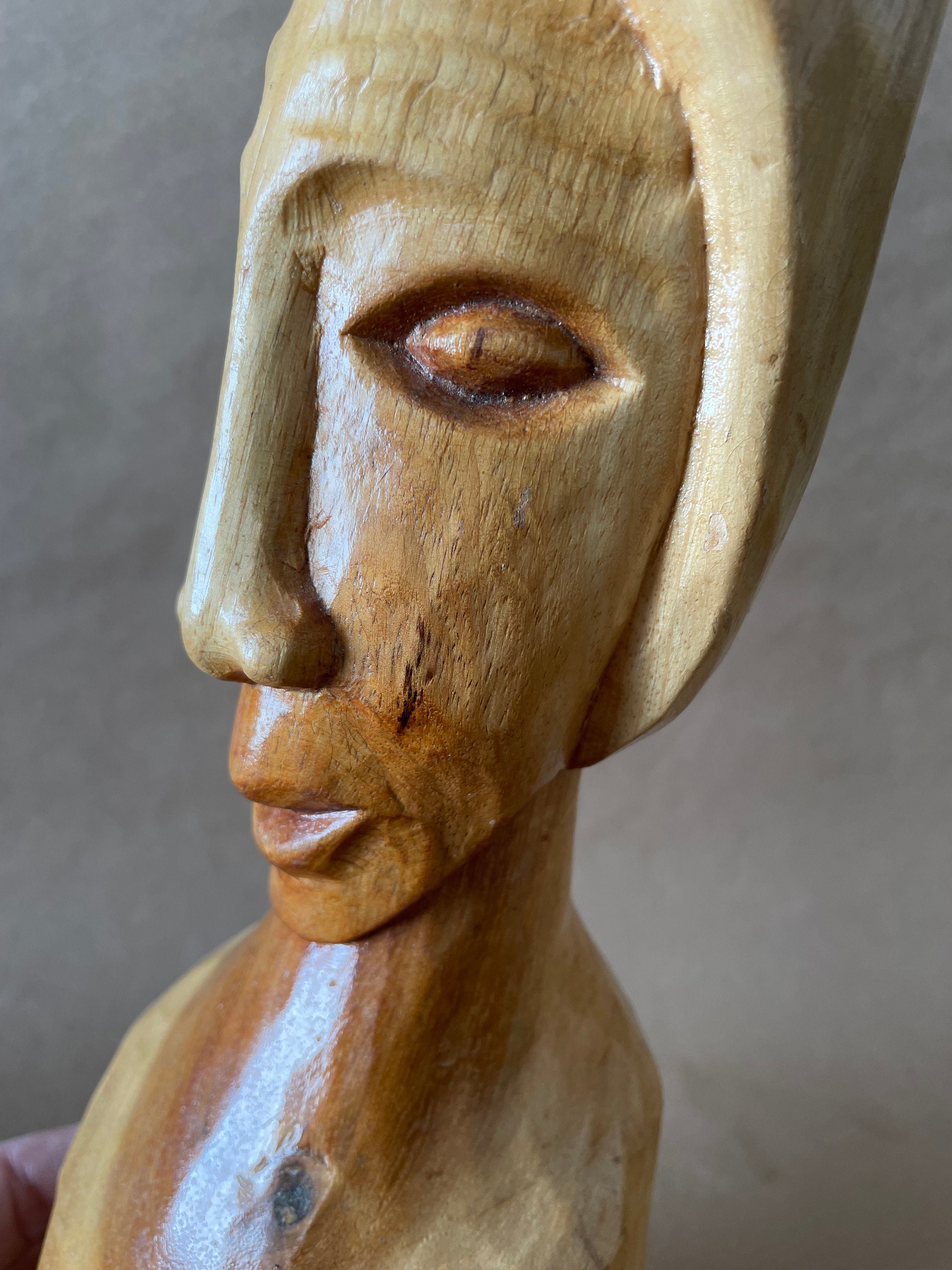 Vintage Large Wood Face Sculpture Carving - Etsy