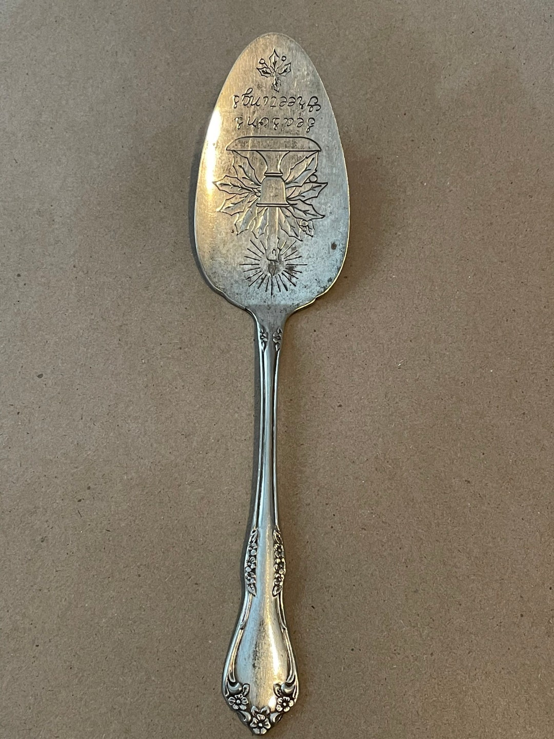 Vintage Oneida Silversmiths Holiday Season’s Greetings Pie Server - Etsy
