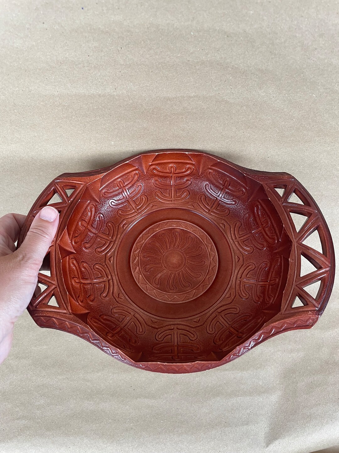 Vintage Melamine Serving Bowl With Tab Handles Roti Bowl Made in ...