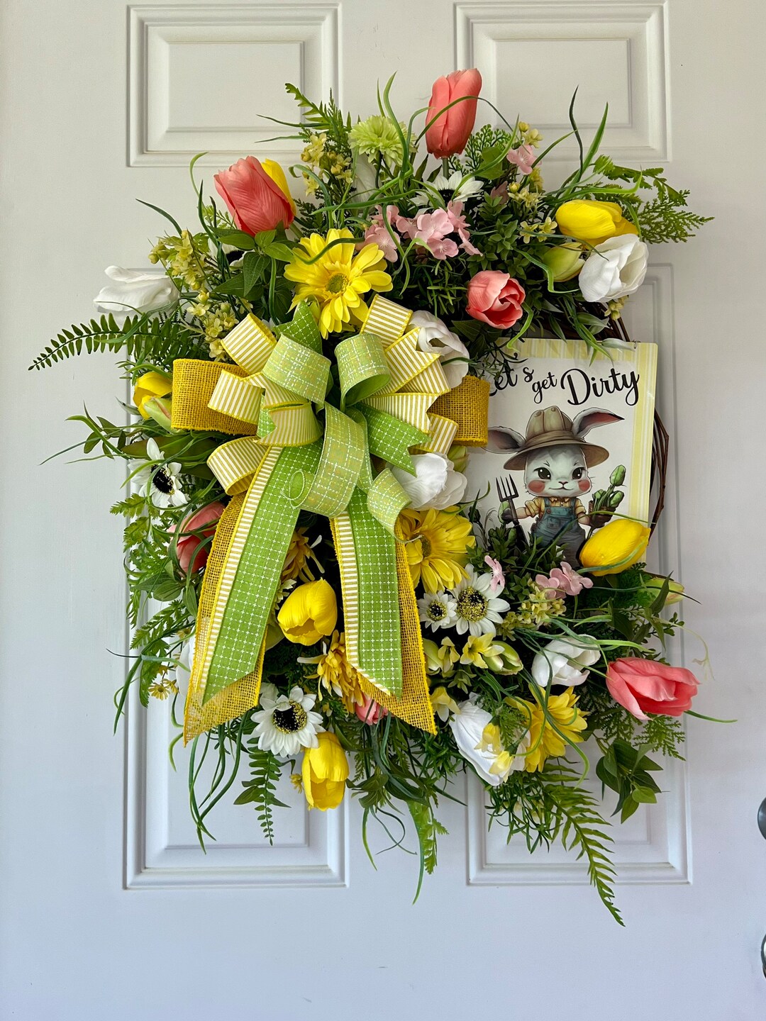 Spring Tulip Wildflower Grapevine Front Door Wreath, High Quality ...
