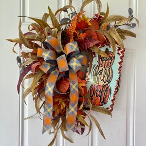 Fall Front Door Wreath, Fall Greenery Door Wreath, Happy Fall Y’all ...