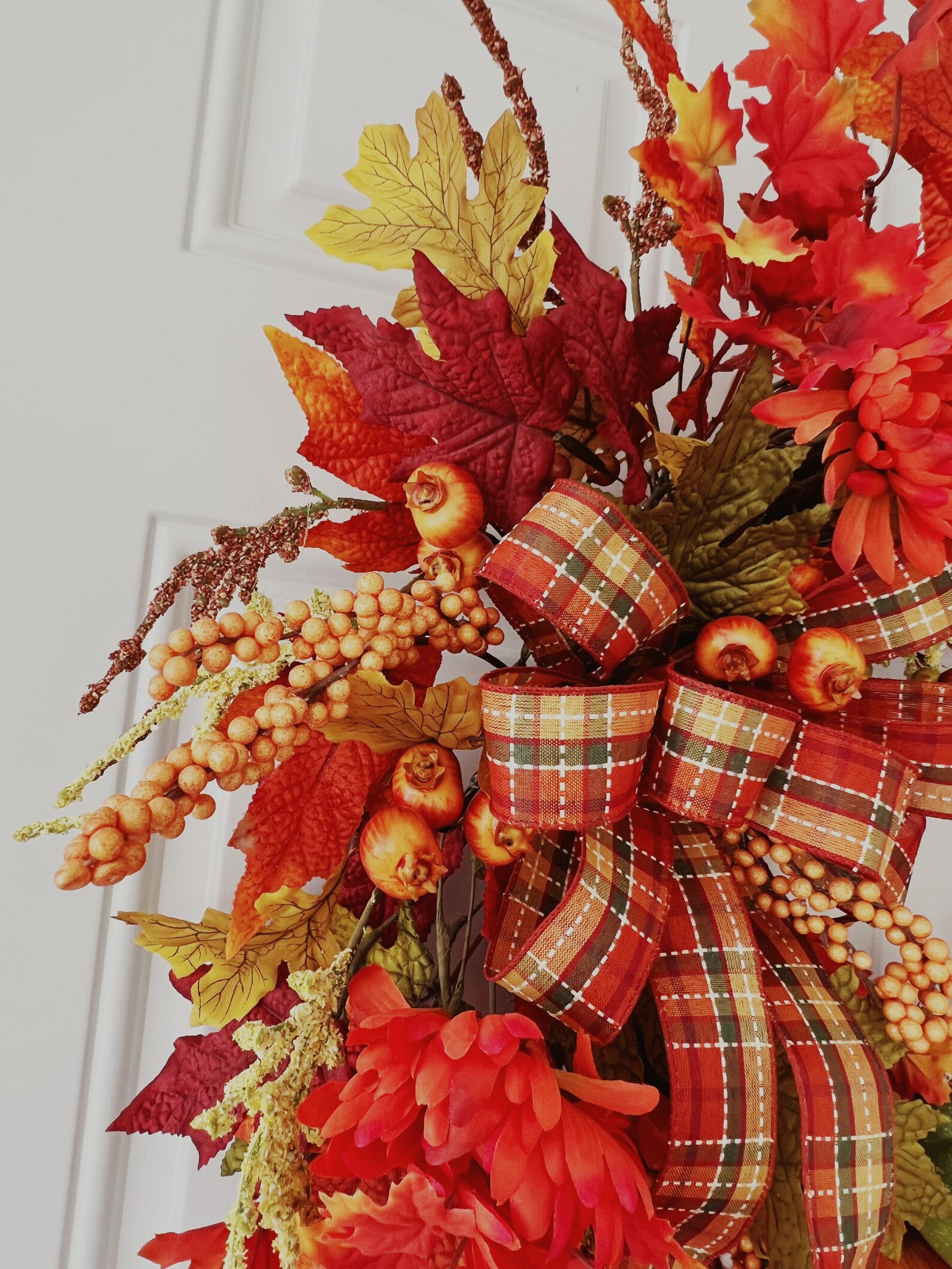 Bright Fall Door Wreath Fall Decor Pumpkin Gourd and Mum - Etsy