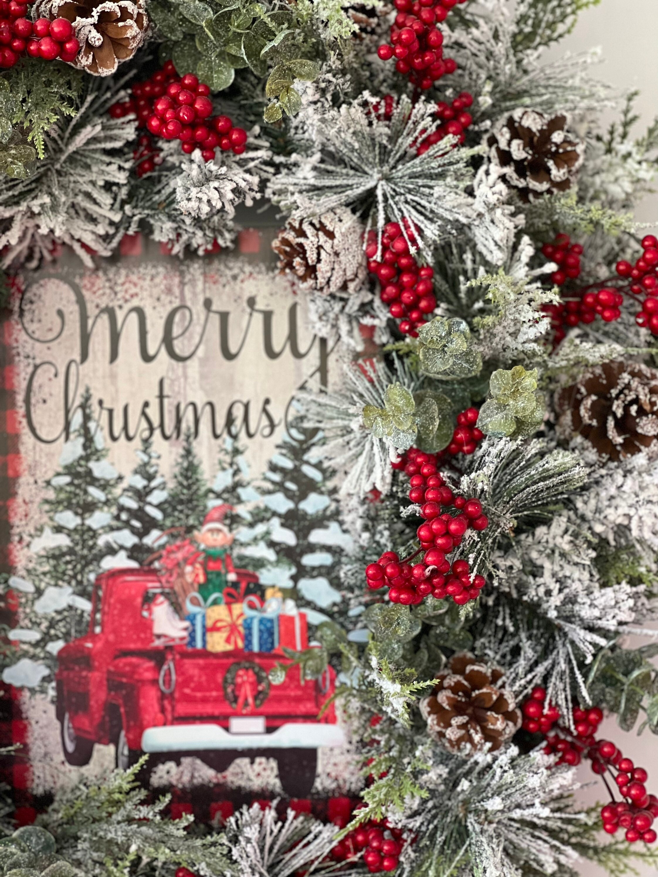 Merry Christmas Red Truck Front Door Wreath Christmas - Etsy