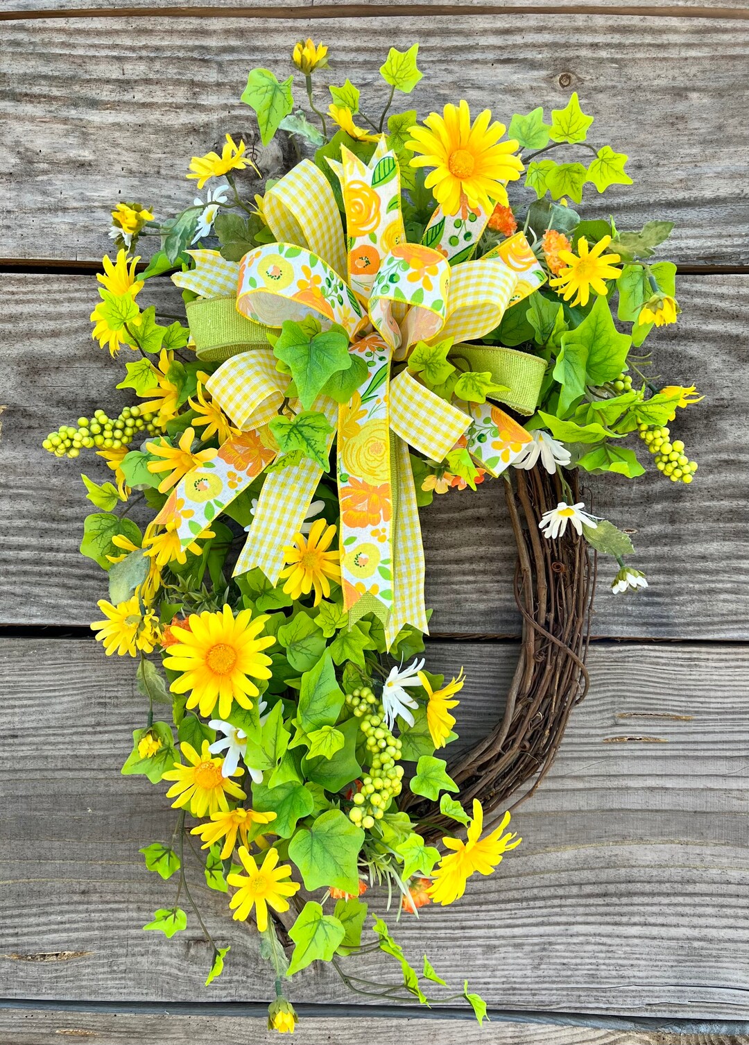 Spring Front Door Wreath, Summer Front Door Wreath, Farmhouse Decor ...