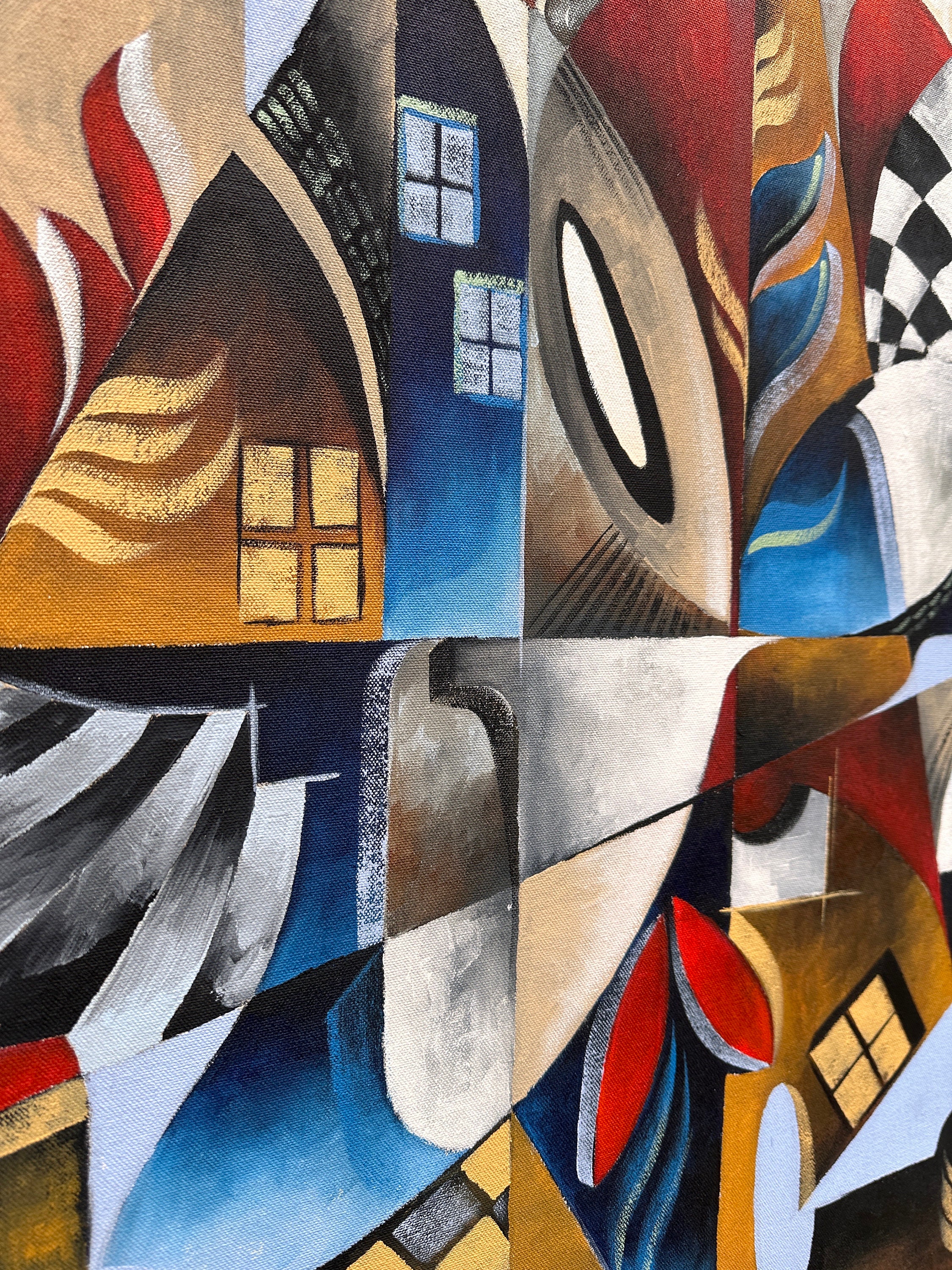 Town – Original Mixed Media Abstract Cityscape Painting on Canvas ...