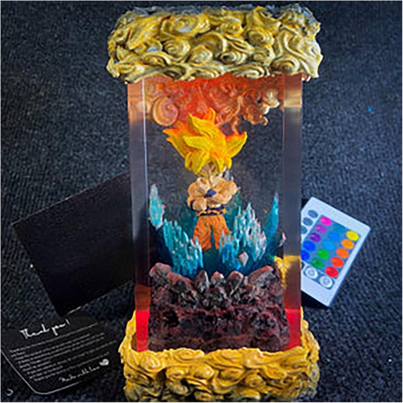 Dragon Ball Goku Chibi Diorama Epoxy Resin Lamp, Night Light, Wireless ...