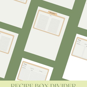 Recipe Box Divider, Recipe Card, Recipe Card Template, Printable, Canva ...