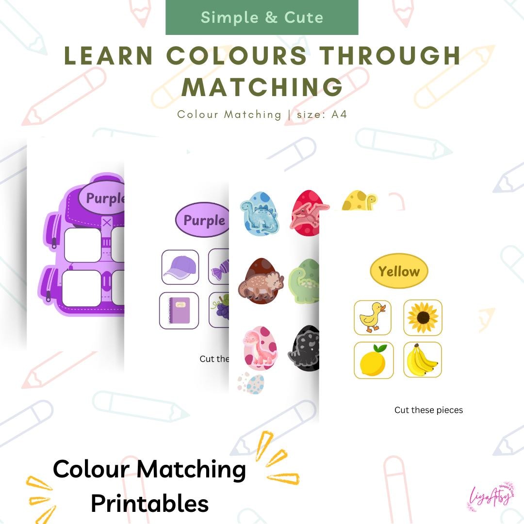 Color Matching Activity: Printable Learning for Toddlers (PDF) - Etsy UK