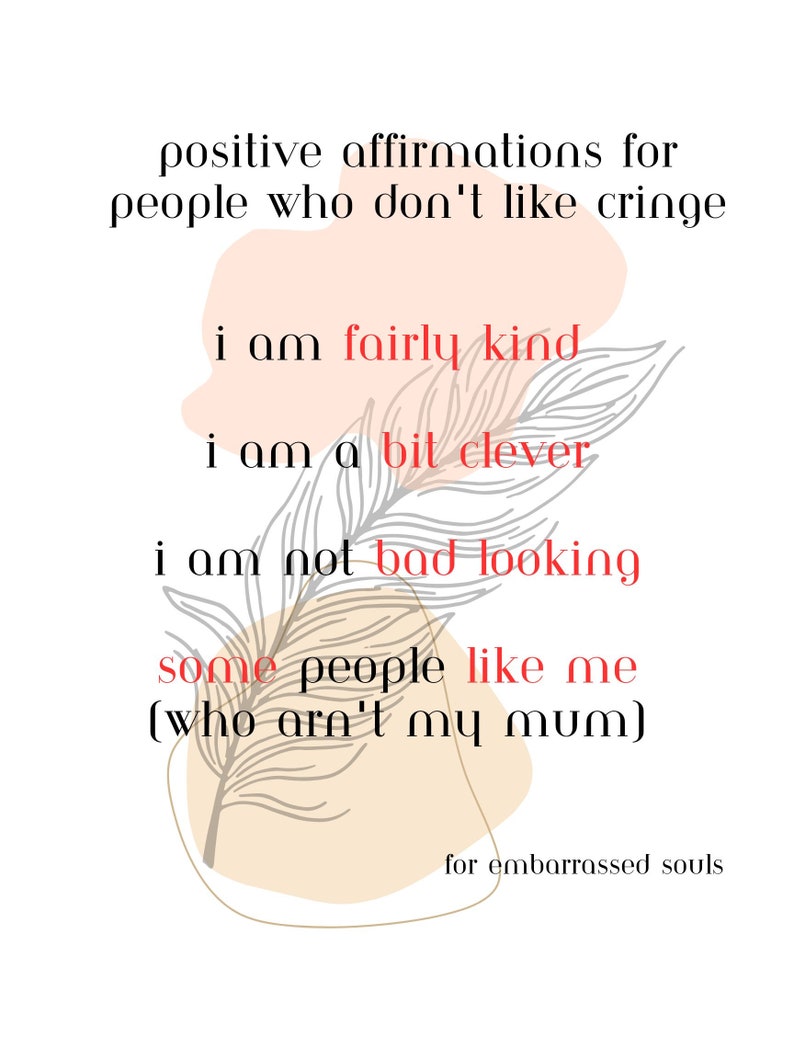 Printable Digital Wall Art Positive Affirmations Funny Text Unusual ...
