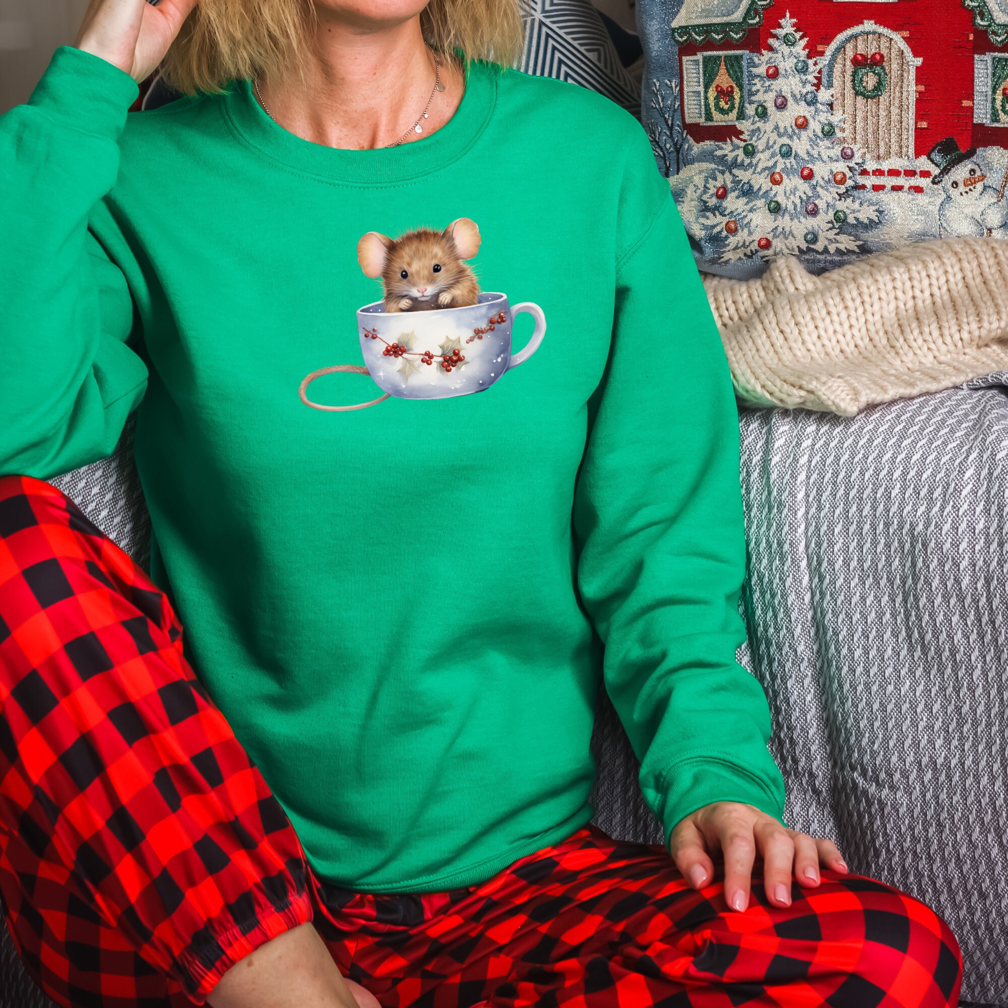 11 Oz Ceramic Mug Featuring Cute Mice Holding Cups, Two Sided Design ...