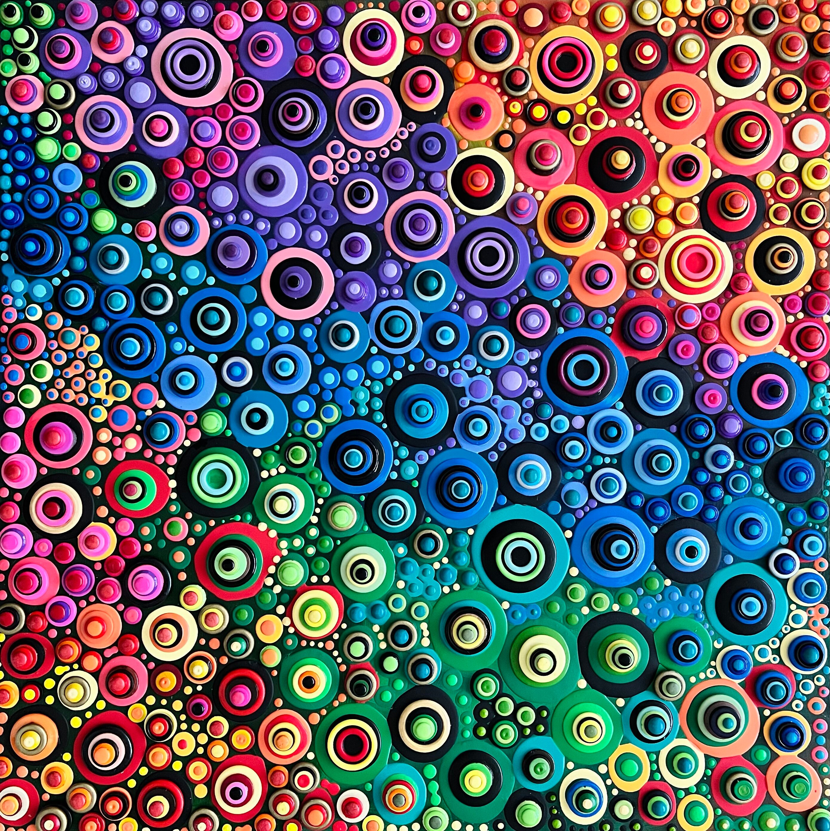 3D Circle Painting: Mixed Media Blob Art on Canvas (31x31 Inches) - Etsy