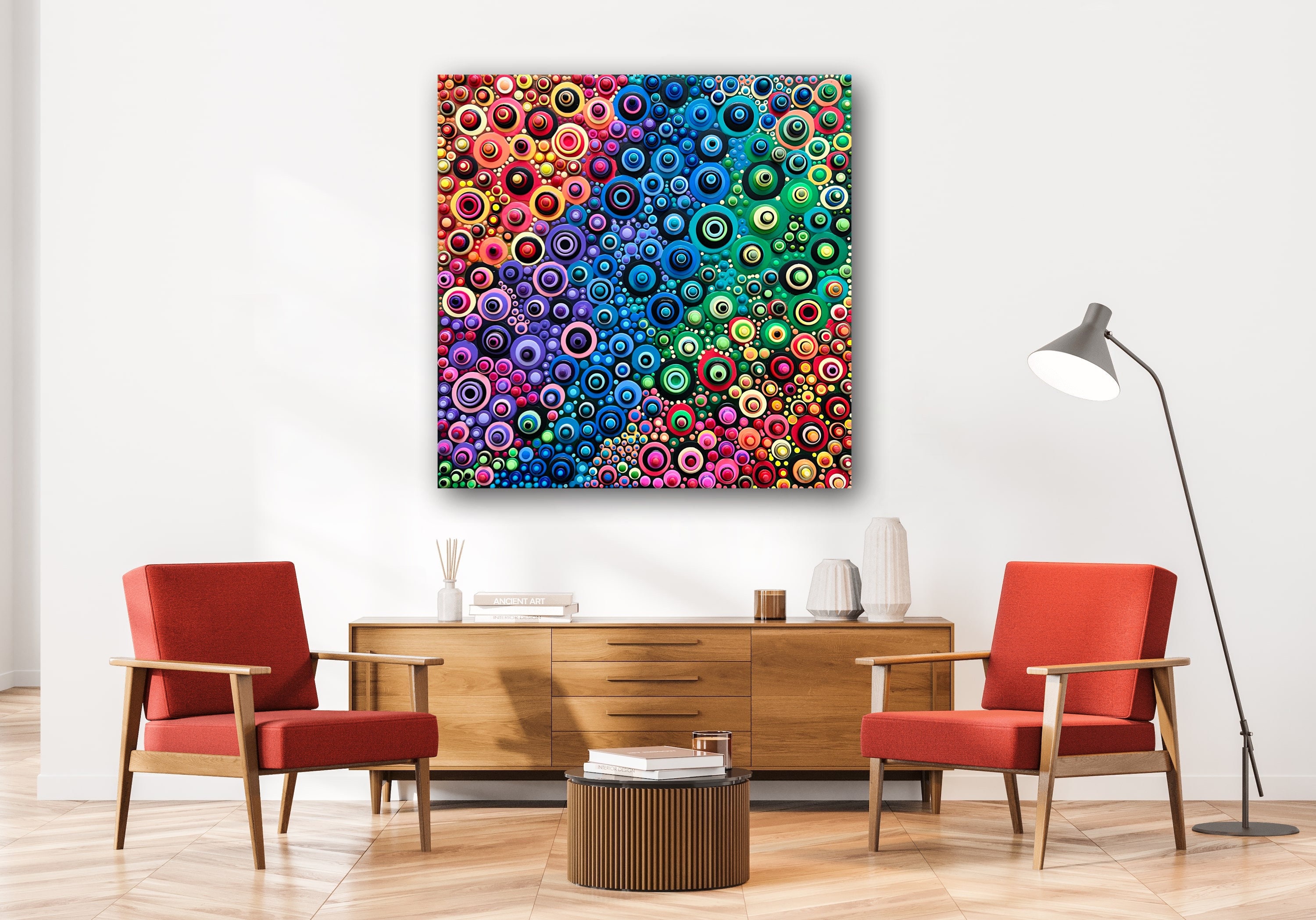3D Circle Painting: Mixed Media Blob Art on Canvas (31x31 Inches) - Etsy