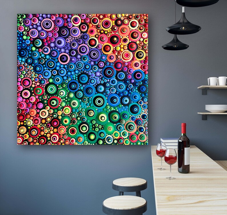 3D Circle Painting: Mixed Media Blob Art on Canvas (31x31 Inches) - Etsy