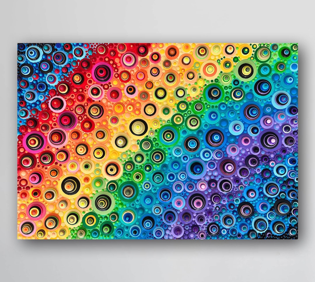 Original 3d Painting on Streched Canvas, Multicolor Abstract Artwork ...