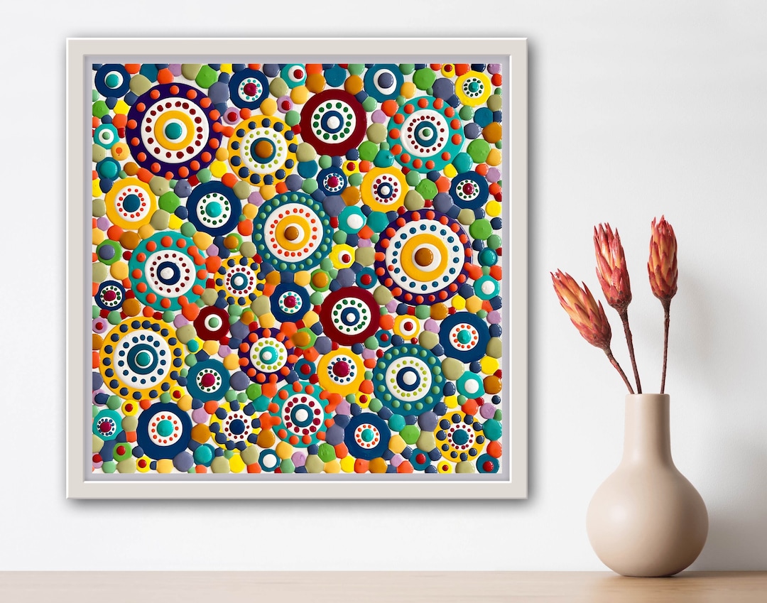 Original Blob Art Acrylic Painting: Colorful 3D Abstract, 15x15 In - Etsy