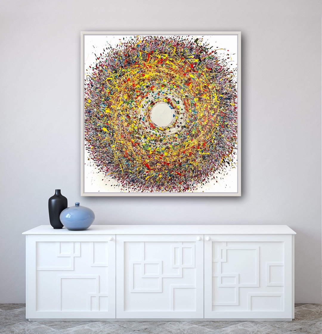 Original Circle Abstract Painting on Canvas: Modern Wall Art (39x39 ...