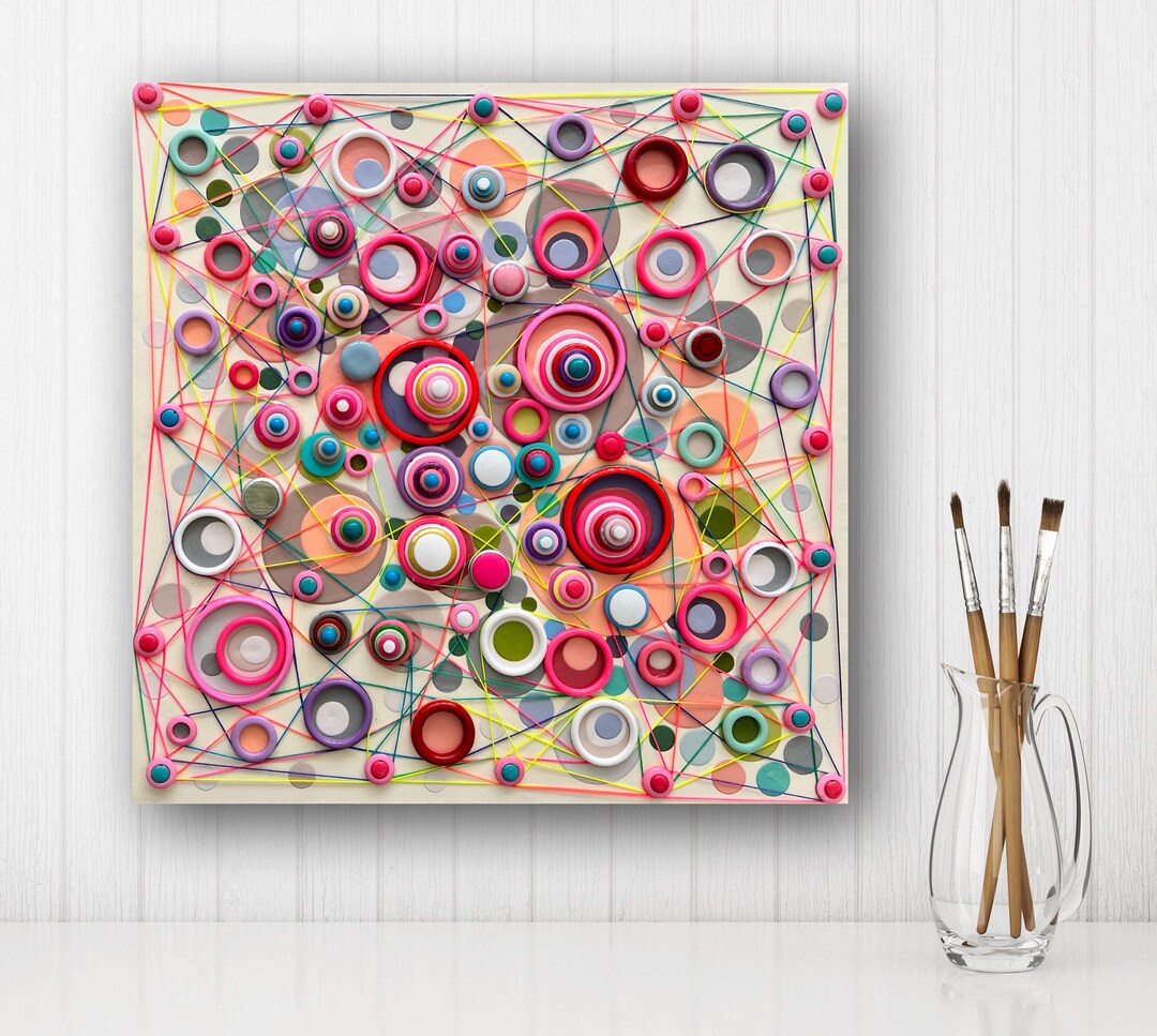 Original 3d Painting on Streched Canvas, Multicolor Abstract Artwork ...