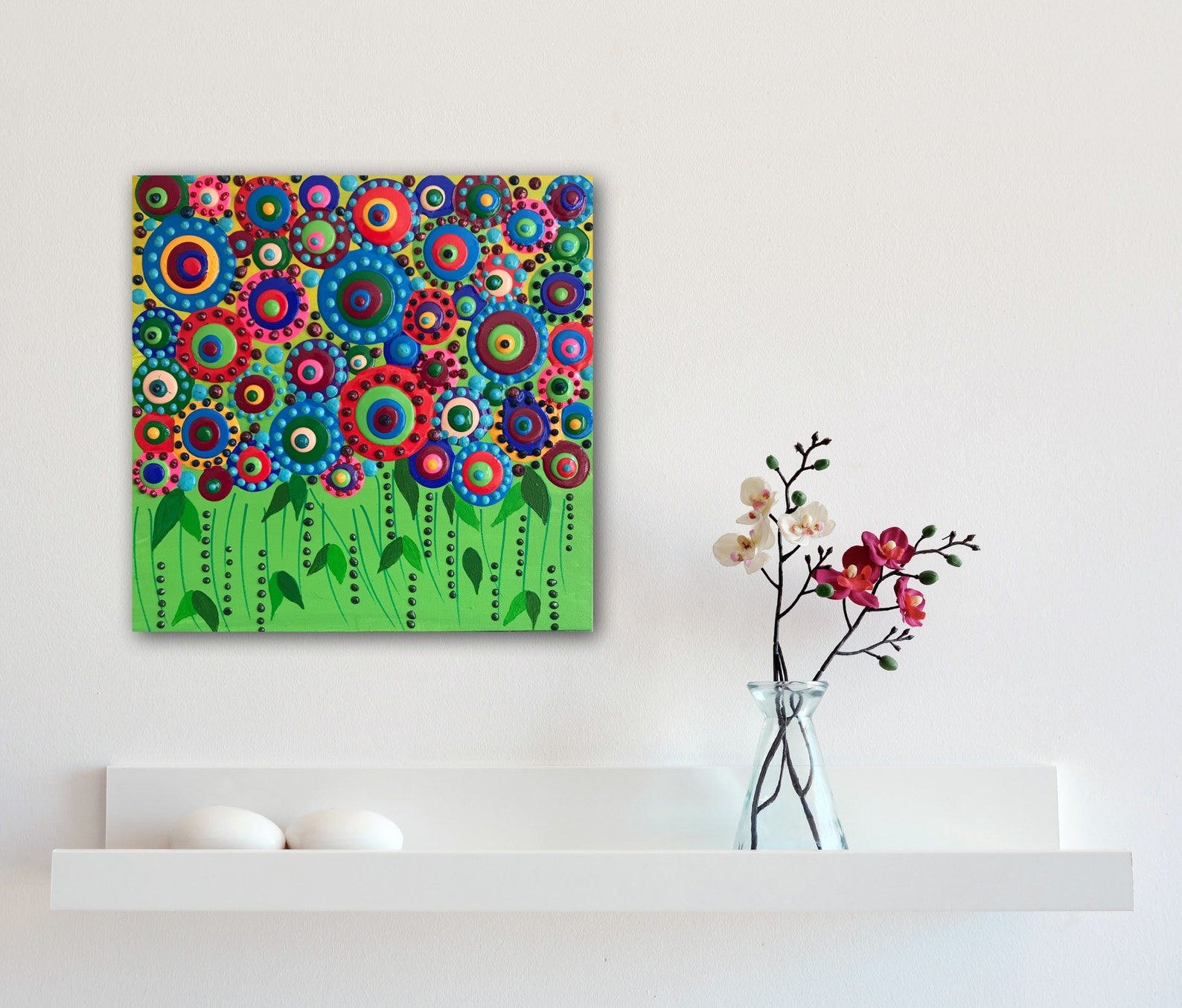 Original 3D Acrylic Painting on Streched Canvas Modern Flower Painting ...