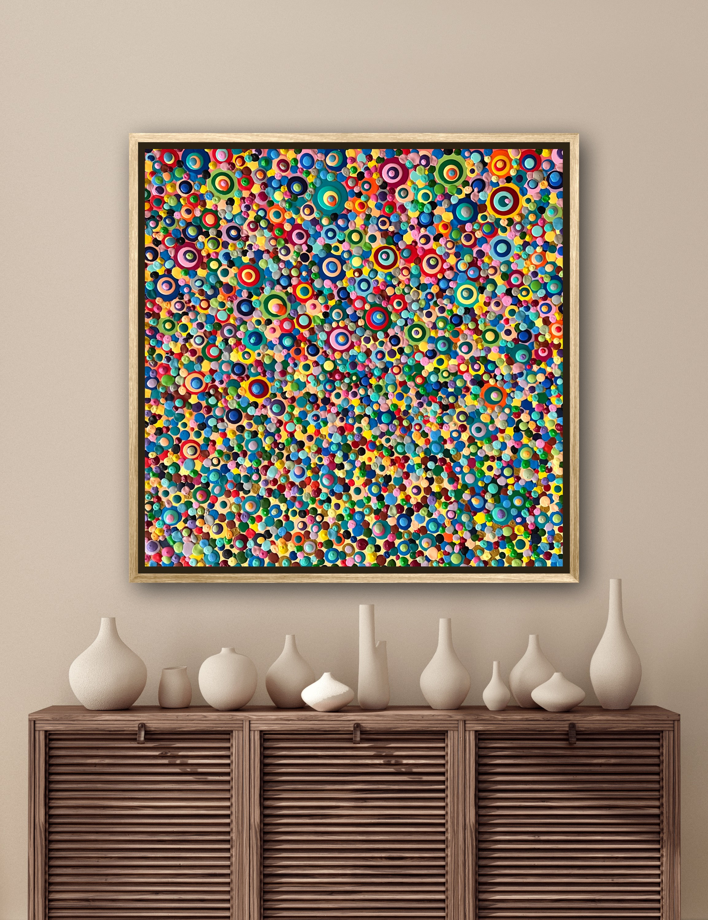 Original Blob Painting: Colorful Abstract Art on Canvas (31x31 In) - Etsy
