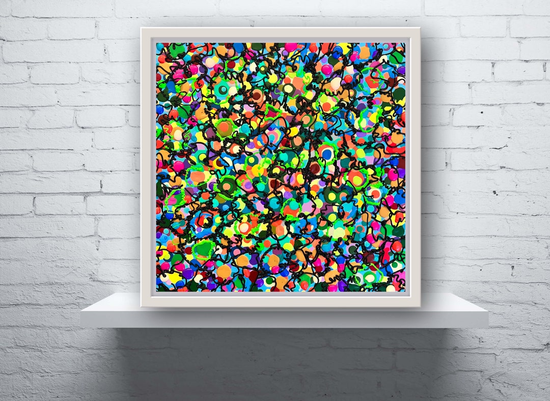 Original Blob Painting: Colorful Pop Art on Canvas (15x15 Inches) - Etsy
