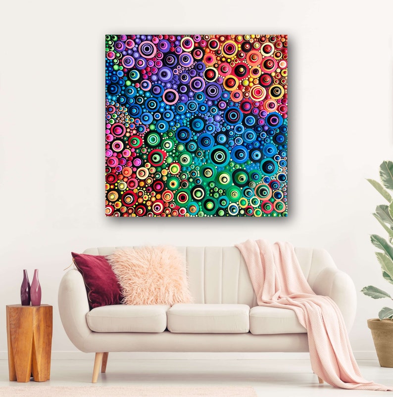 3D Circle Painting: Mixed Media Blob Art on Canvas (31x31 Inches) - Etsy