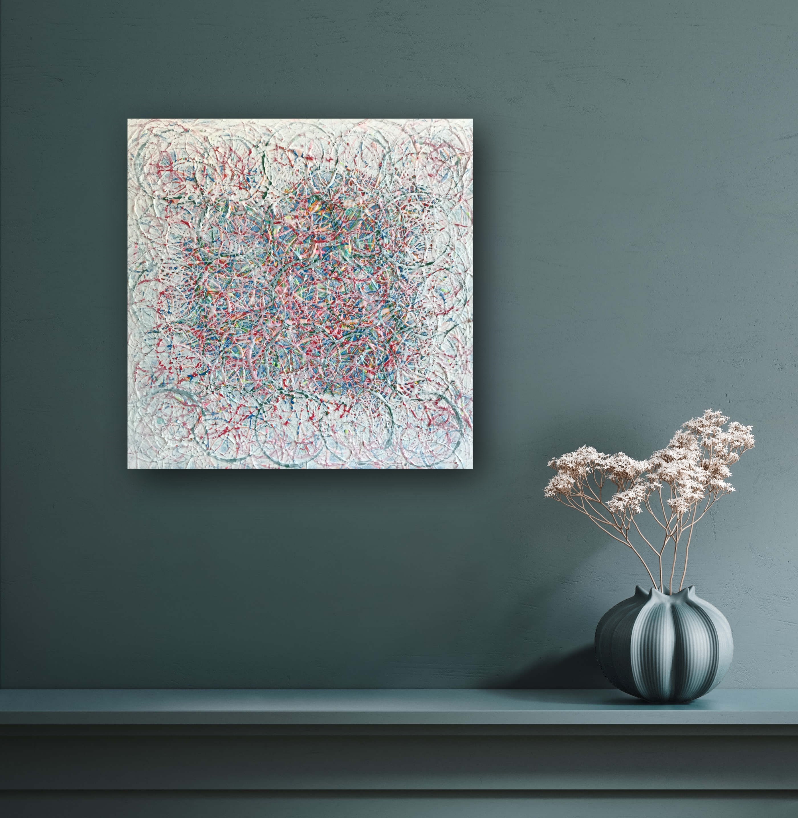 Textured Abstract Circle Painting: Modern Home Decor (14x14 In) - Etsy