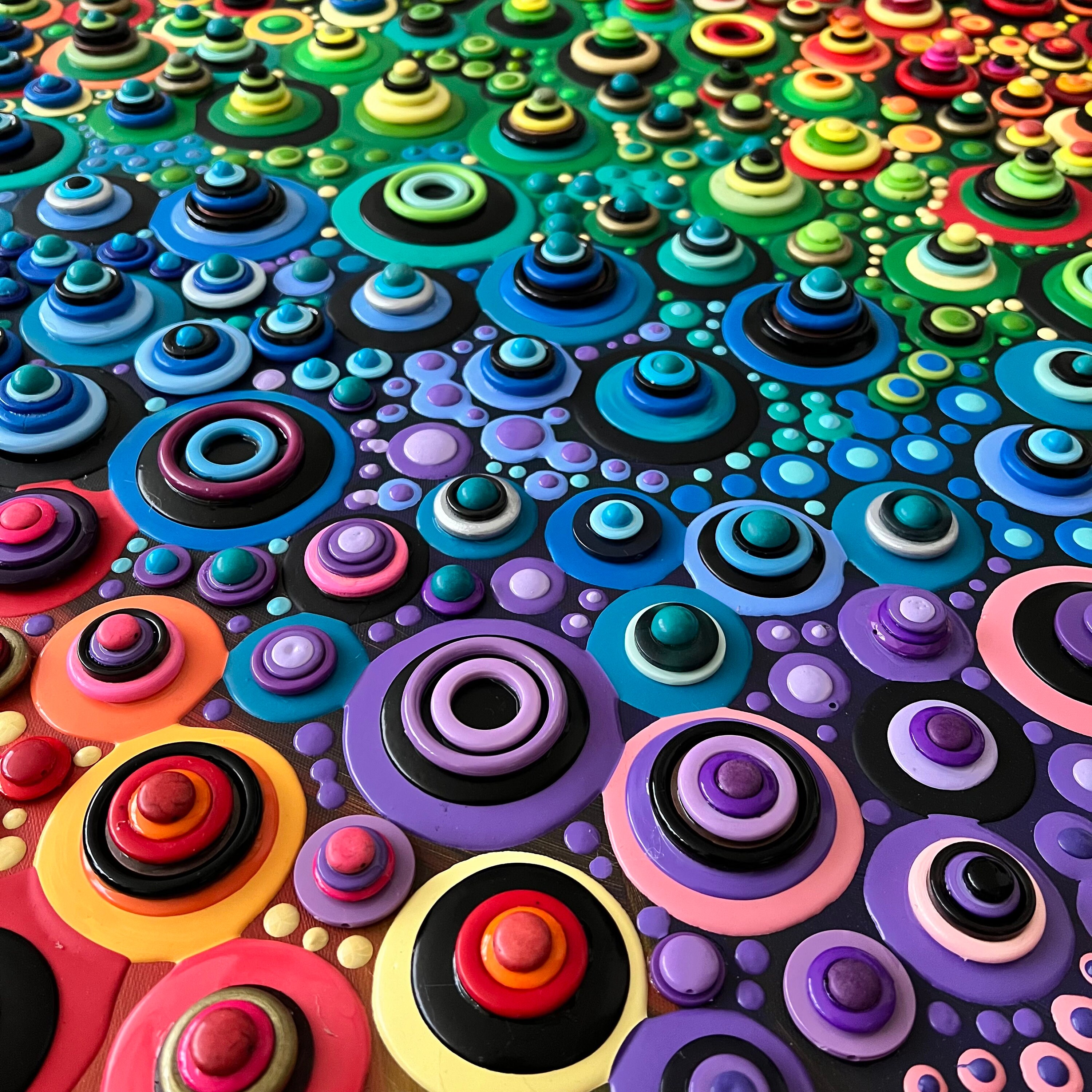 3D Circle Painting: Mixed Media Blob Art on Canvas (31x31 Inches) - Etsy